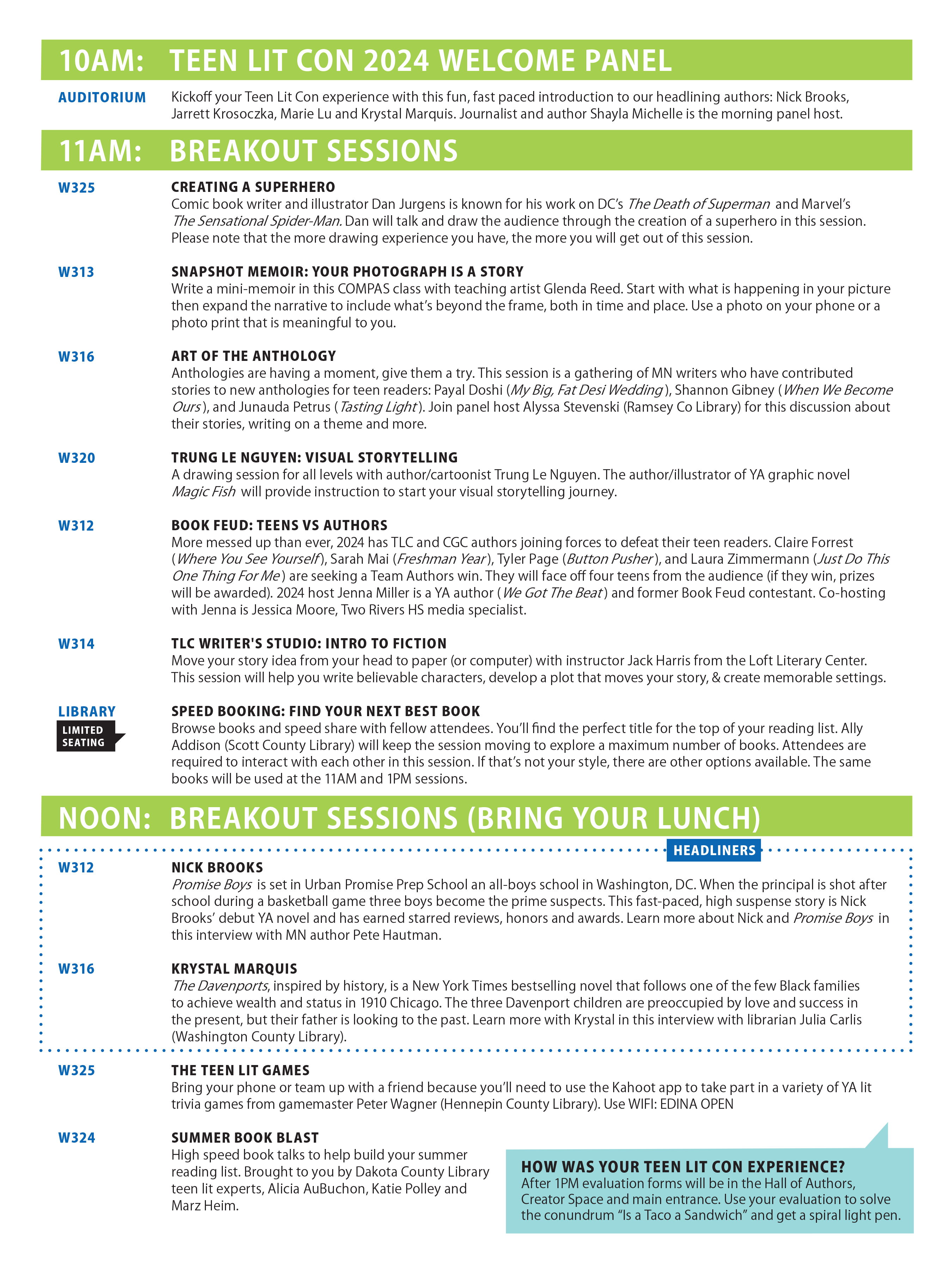 TLC24 Schedule – Teen Lit Con